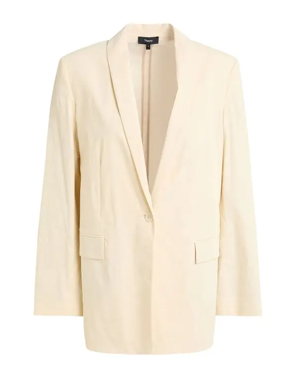 Theory Single-breasted Blazer In Linen Blend - Yellow