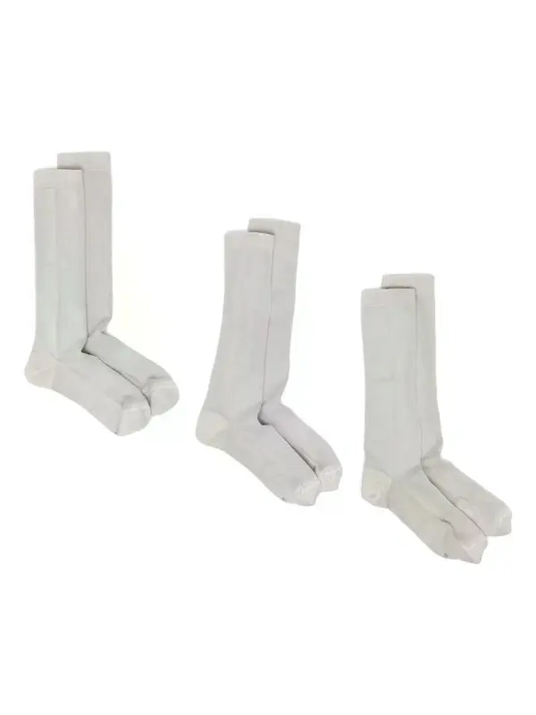 Boris Bidjan Saberi Ribbed-knit Socks Pack Of Three - Grey
