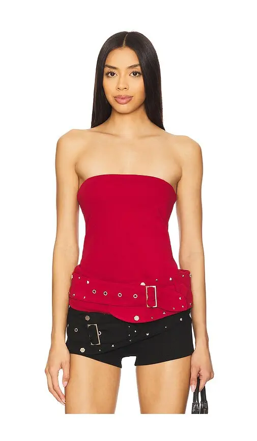 ZEMETA Belted Tube Top - Red