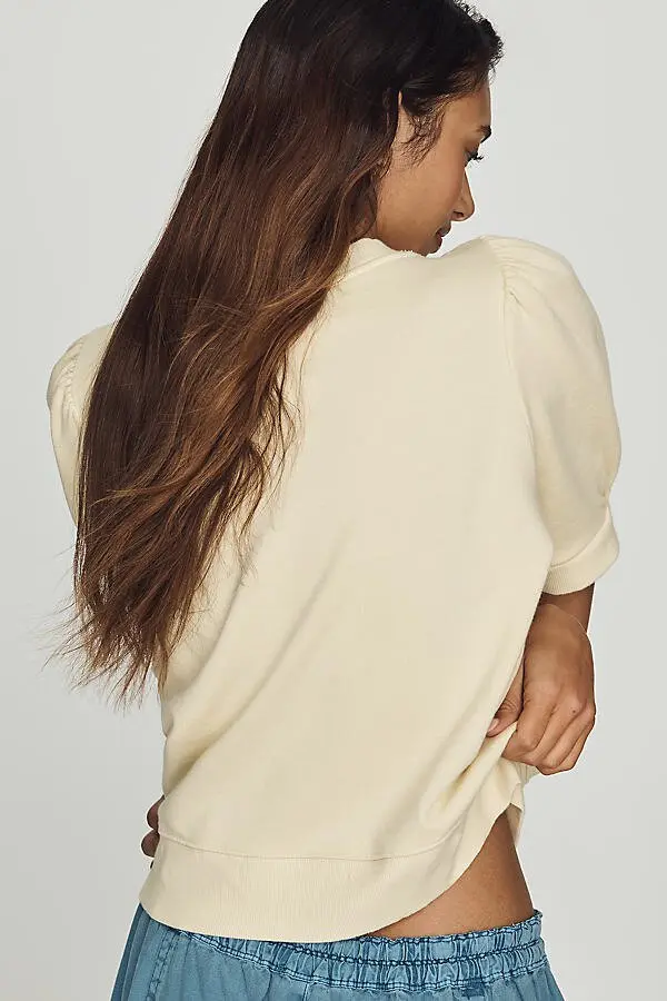 Maeve Puff-sleeve Sweatshirt T-shirt - Yellow