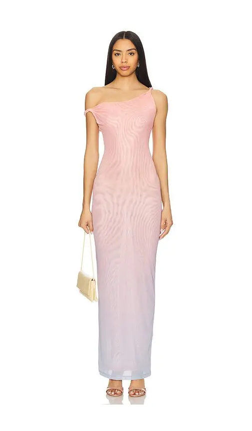 Good American Mesh Twist Maxi Dress - Blush