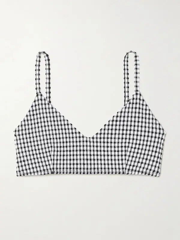 RÓHE Gingham Seersucker Bralette - Gray