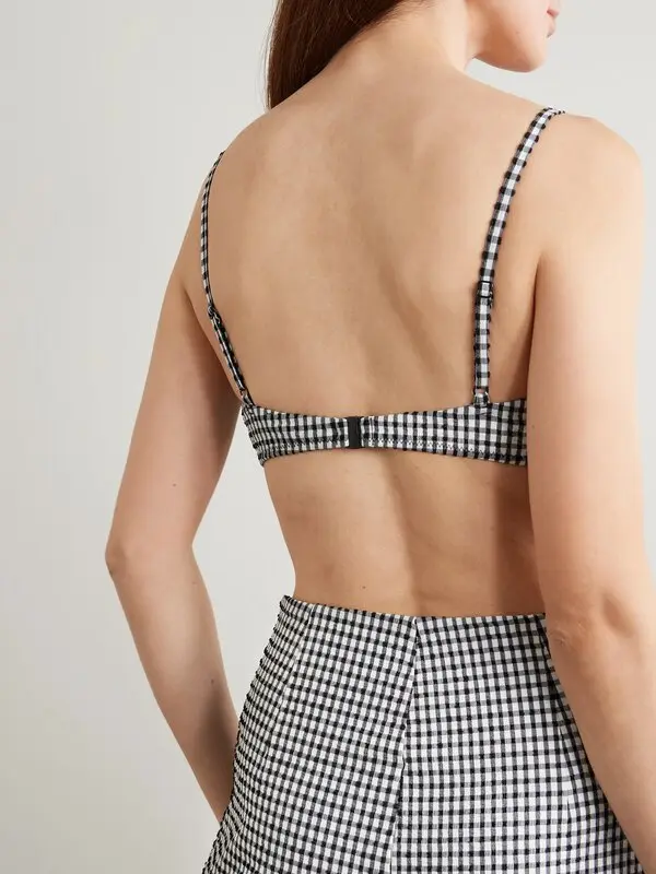 RÓHE Gingham Seersucker Bralette - Gray