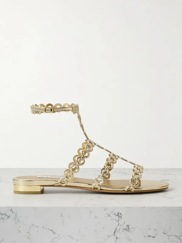 AQUAZZURA Infinity Metallic Sandals - Gold