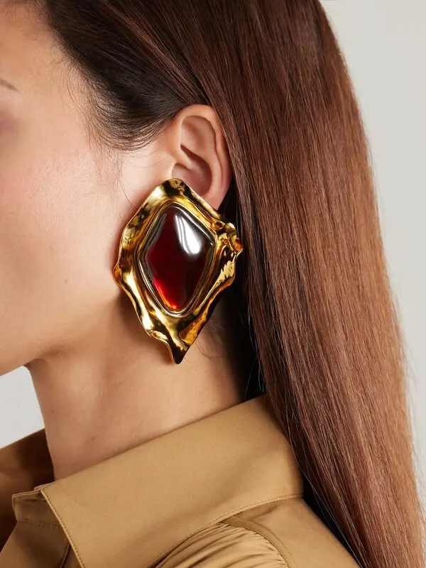 Saint Laurent Gold-tone Clip Earrings
