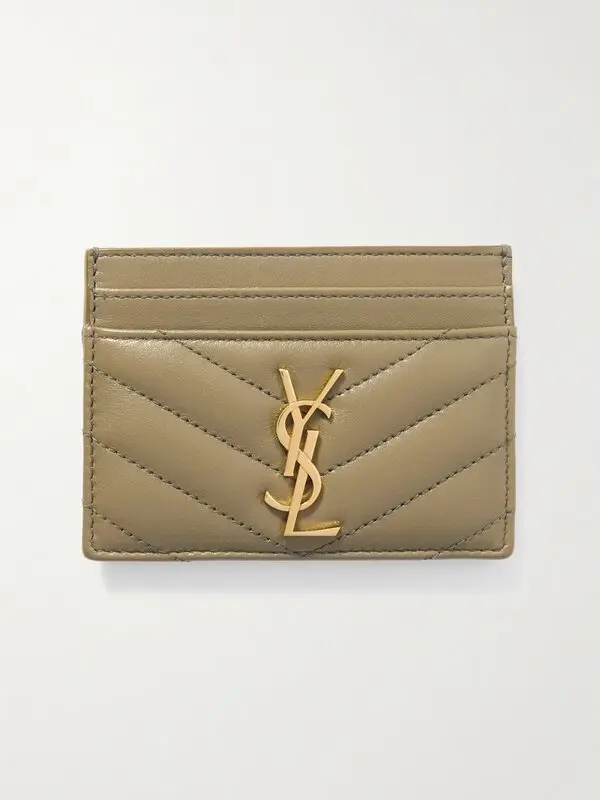 Saint Laurent Cassandre Matelassé Leather Cardholder - Green