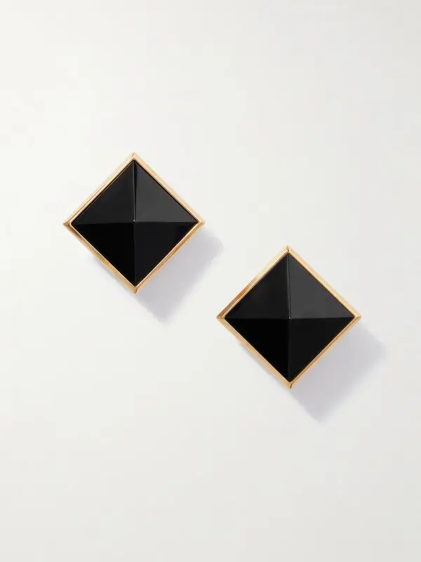 Saint Laurent Gold-tone Clip Earrings - Black