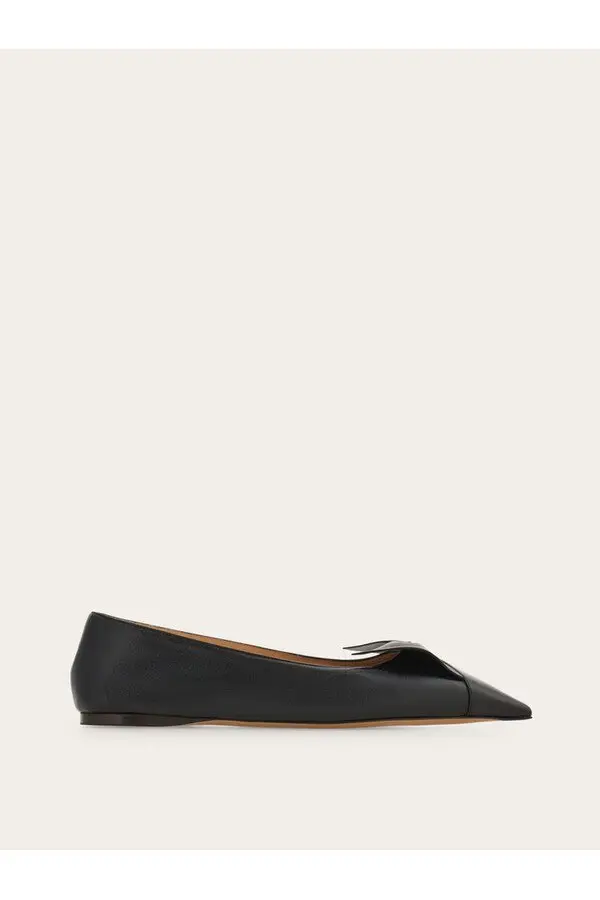 FERRAGAMO Soft Bow Ballet Flat - Black