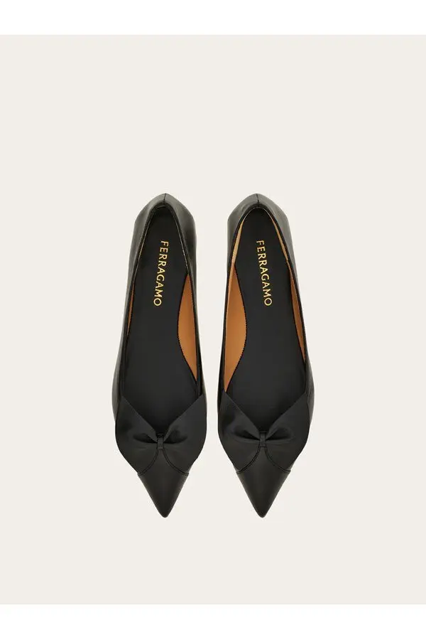 FERRAGAMO Soft Bow Ballet Flat - Black