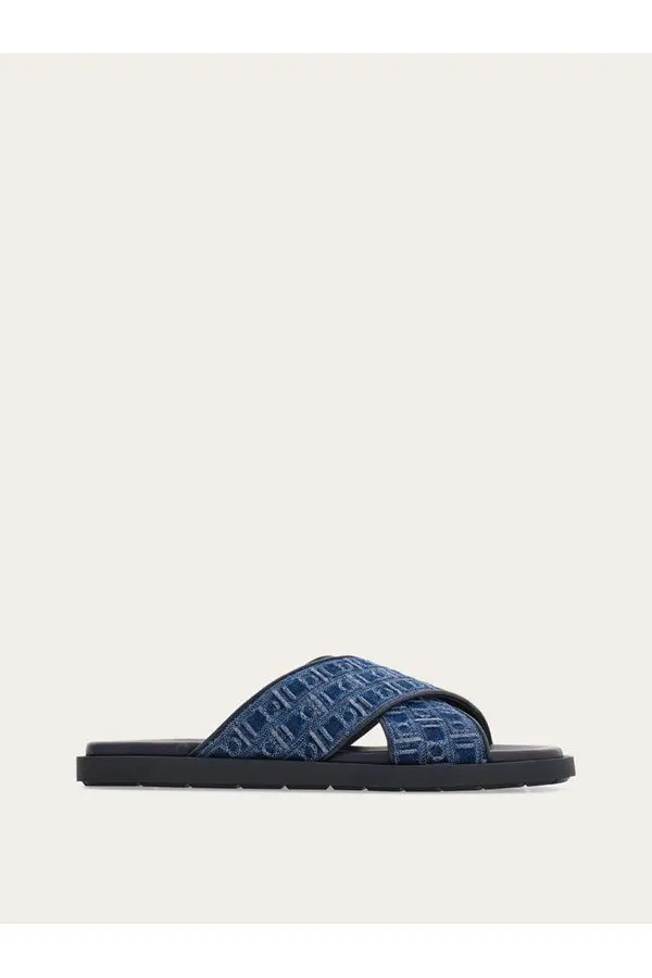FERRAGAMO Monogram Sandals - Denim