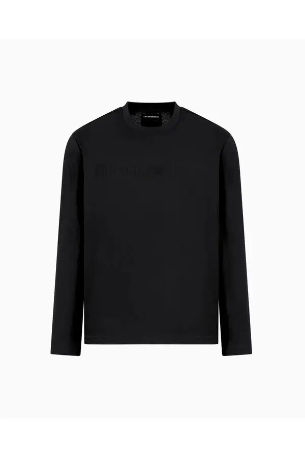Emporio Armani Jersey Jumper With Jacquard Logo - Black