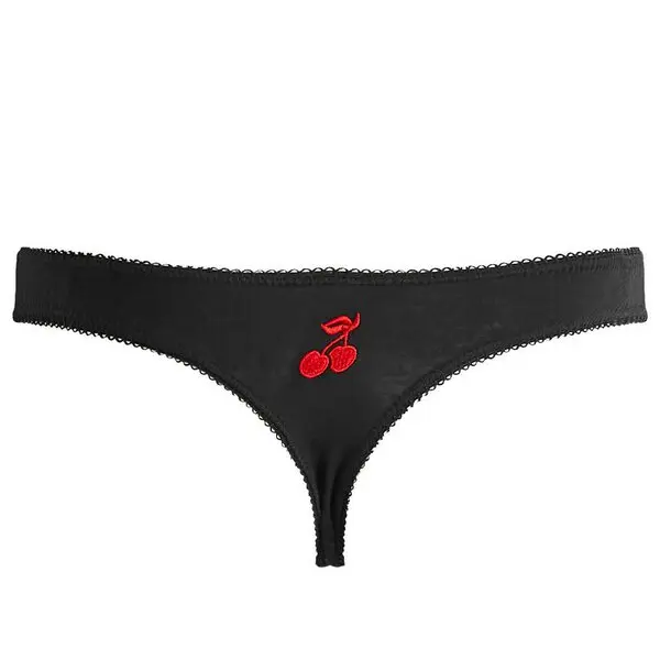 FRUITY BOOTY Commando Thong - Black