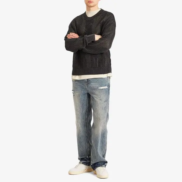 REPRESENT Open Gauge Knit Sweater - Jet Black