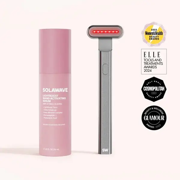 SOLAWAVE 4-in-1 Red Light Therapy Wand & Activating Serum Kit - Charcoal