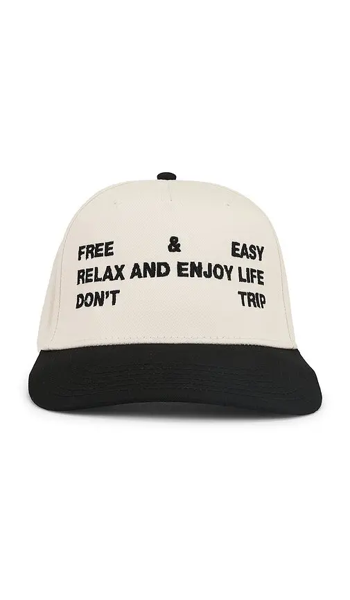 FREE & EASY Trifecta Two Tone 5 Panel Snapback Hat - Natural & Black