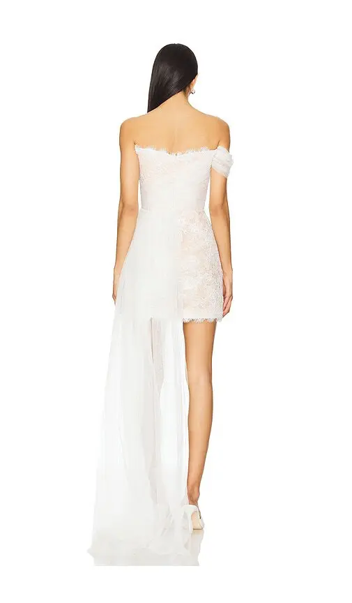SAU LEE Reign Mini Dress With Attached Train