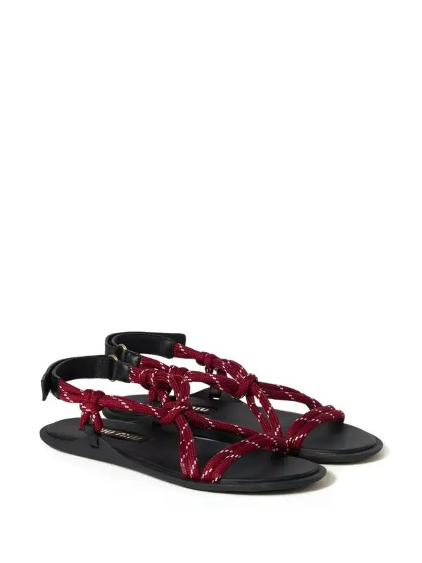 Miu Miu Rivière Knotted Flat Sandals - Red