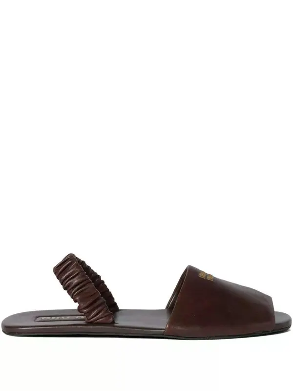 Miu Miu Ruched Slingback Sandals - Brown