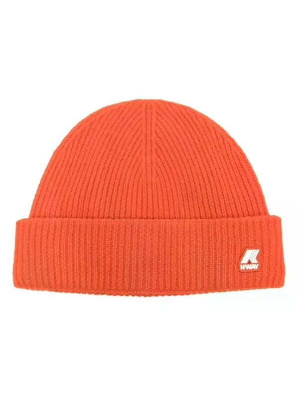 K-WAY Logo-patch Wool Beanie - Orange
