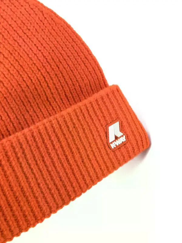 K-WAY Logo-patch Wool Beanie - Orange