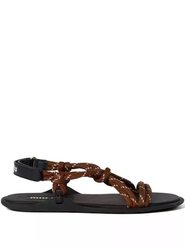Miu Miu Rivière Knotted Flat Sandals - Brown