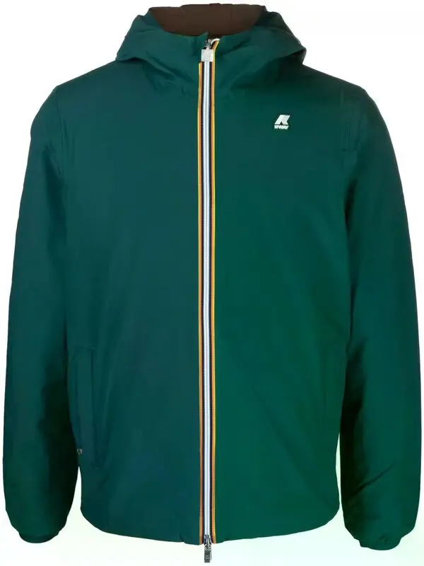 K-WAY Logo-appliqué Hooded Jacket - Green