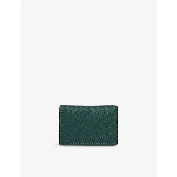 Smythson Panama Logo-print Leather Card Case - Forest Green
