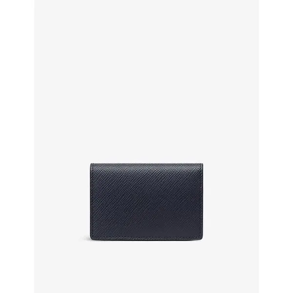 Smythson Panama Logo-print Leather Card Case - Navy