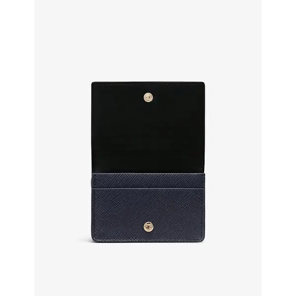 Smythson Panama Logo-print Leather Card Case - Navy