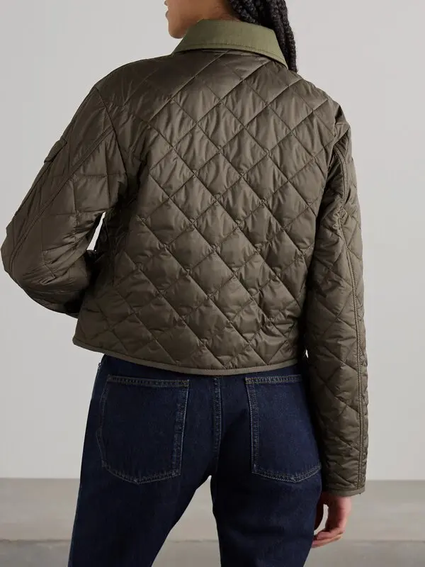 Moncler Chitre Cropped Padded Quilted Shell Jacket - Green