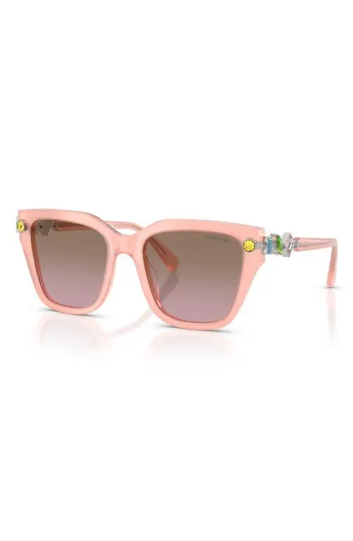 SWAROVSKI 53mm Embellished Sunglasses - Milky Pink /brown /pink