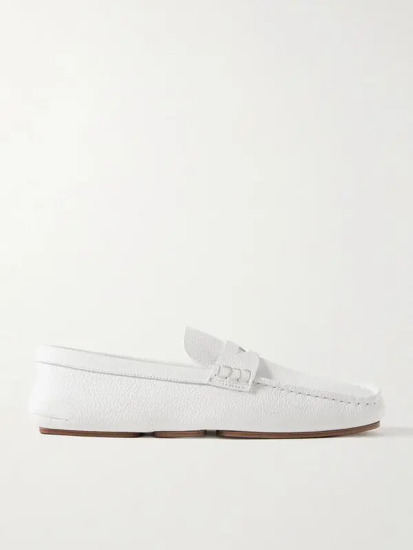 Khaite Billy Textured-leather Loafers - White