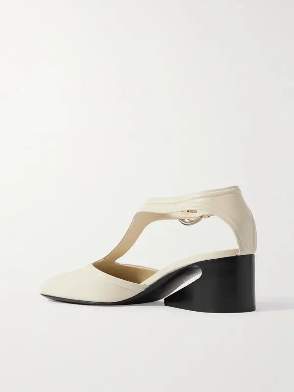 JIL SANDER Leather Mary Jane Pumps - Cream