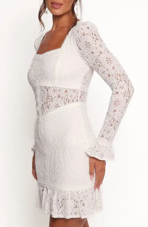 PETAL & PUP Lyra Ruffle & Lace Long Sleeve Minidress