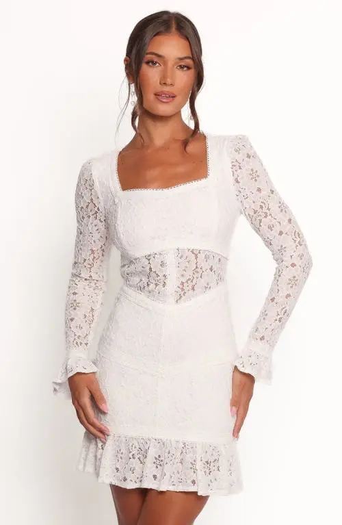 PETAL & PUP Lyra Ruffle & Lace Long Sleeve Minidress
