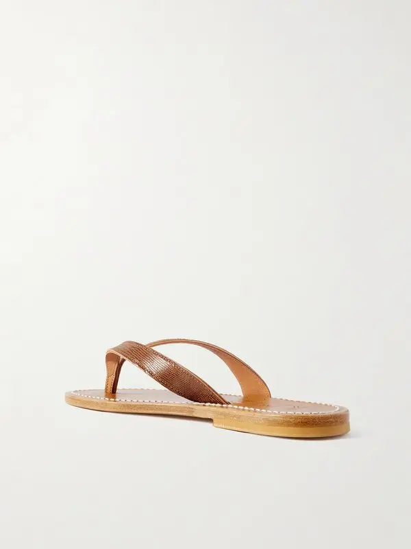 K.JACQUES Torino Lizard-effect Leather Sandals - Brown