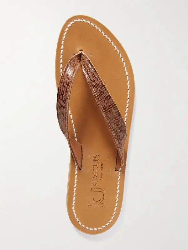 K.JACQUES Torino Lizard-effect Leather Sandals - Brown