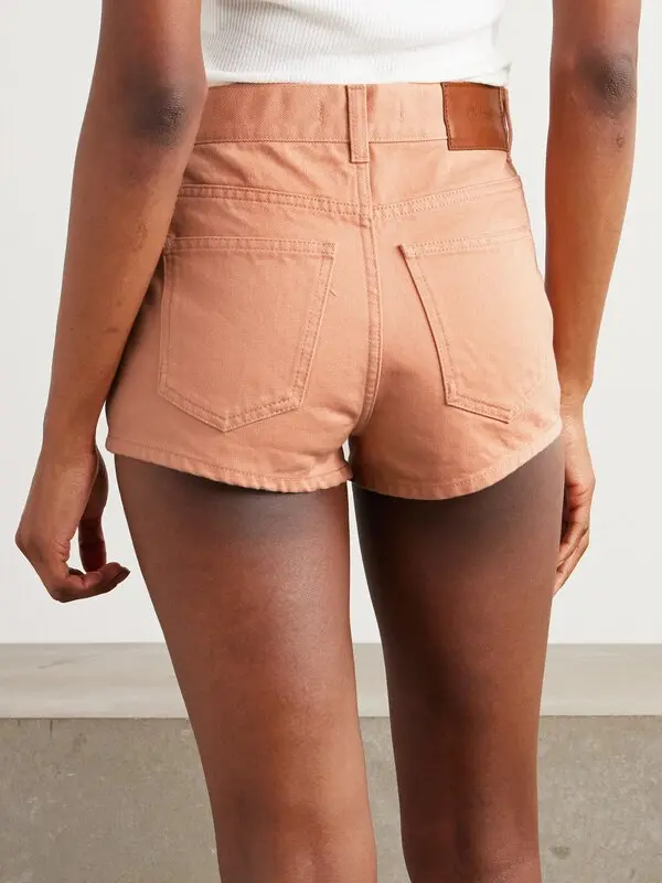 Chloé Embellished Mid-rise Denim Shorts - Orange