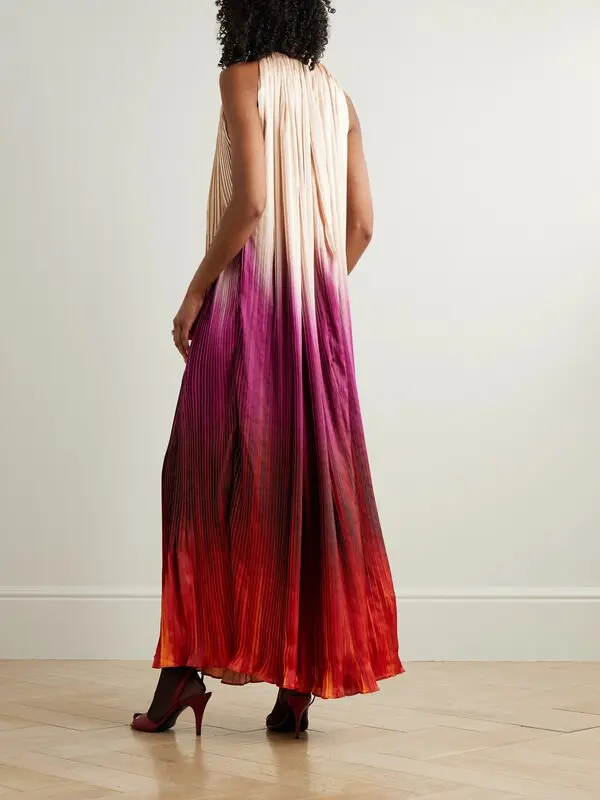 DIMA AYAD Ombré Plissé-taffeta Gown