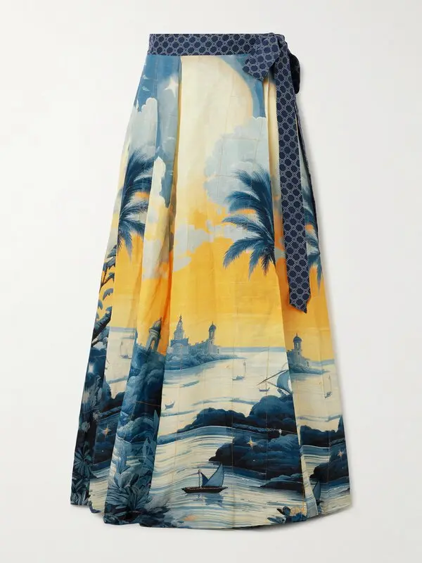 Camilla Embellished Printed Maxi Wrap Skirt