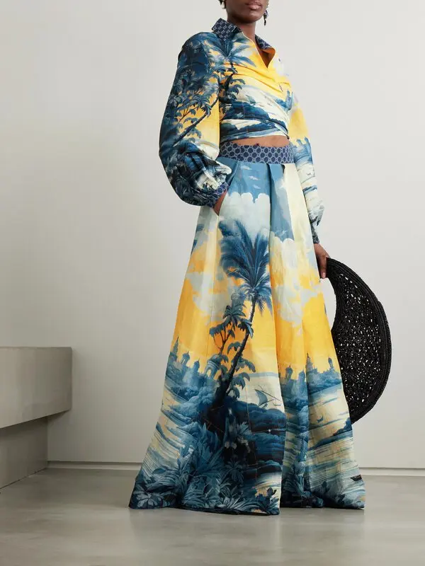 Camilla Embellished Printed Maxi Wrap Skirt