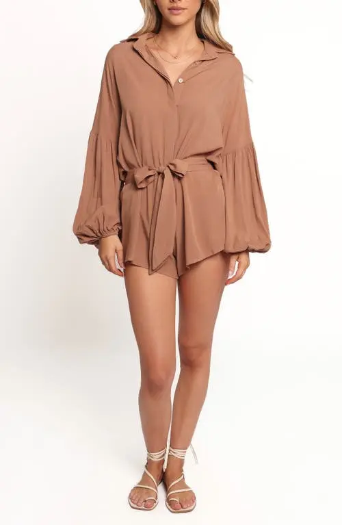 PETAL & PUP Pali Long Sleeve Romper - Mocha