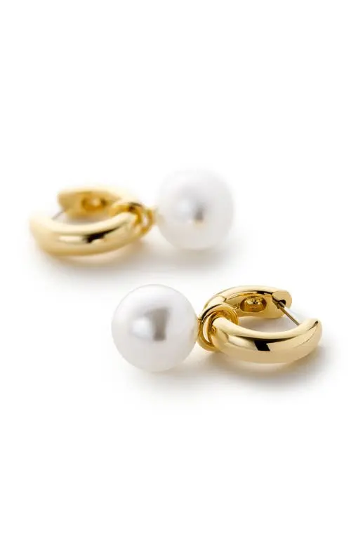 ANA LUISA Maxine Pearl Drop Huggie Earrings