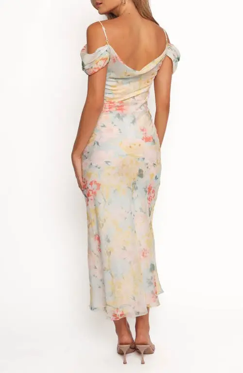 PETAL & PUP Esther Floral Cold Shoulder Midi Dress - Yellow Multi