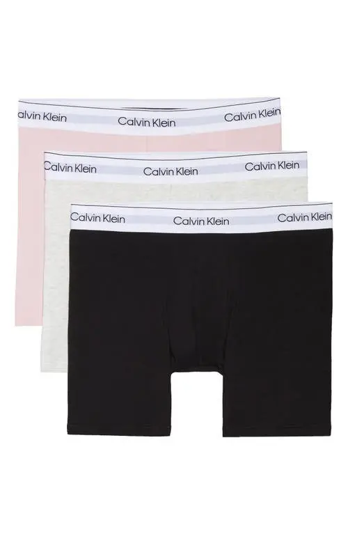 Calvin Klein Icon 3-pack Stretch Cotton Boxer Briefs - Black/ Snow