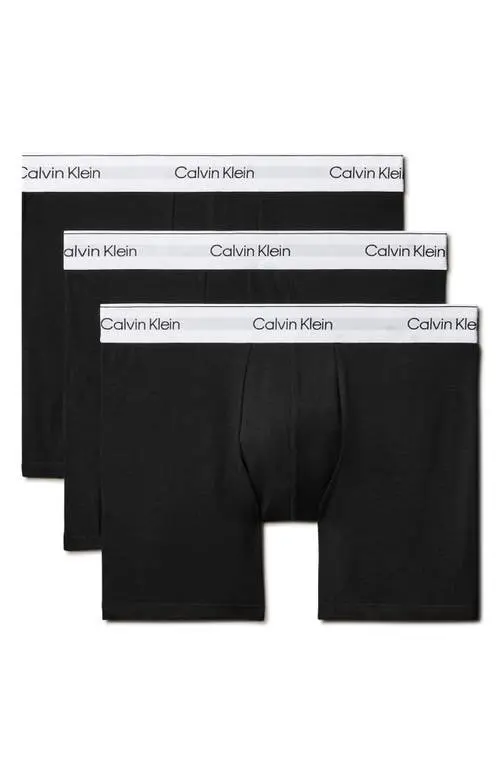Calvin Klein Icon 3-pack Stretch Cotton Boxer Briefs - Black/black