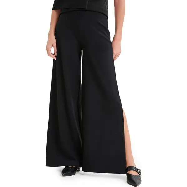 MARCELLA Lexington Side Slit Wide Leg Ponte Knit Pants