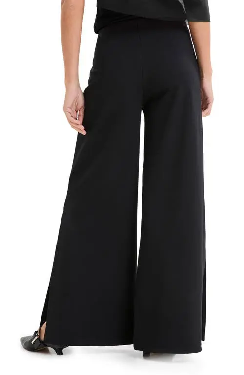 MARCELLA Lexington Side Slit Wide Leg Ponte Knit Pants