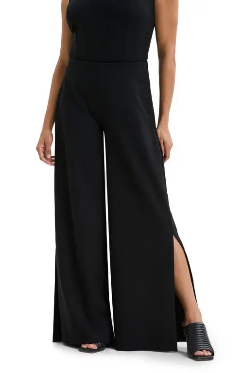 MARCELLA Lexington Side Slit Wide Leg Ponte Knit Pants