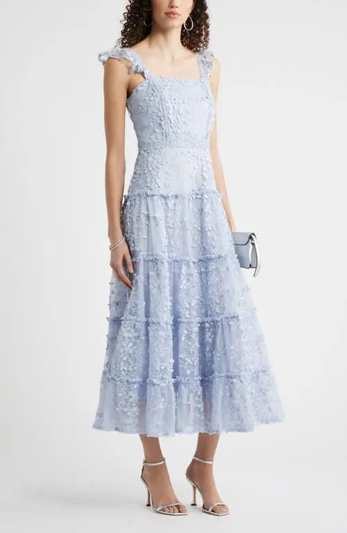 Chelsea28 3d Floral Lace Tiered Midi Dress